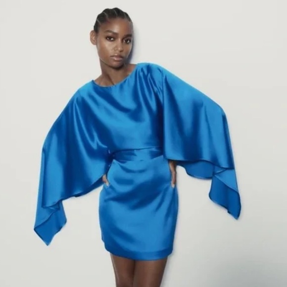 Zara | Dresses | Zara Satin Electric Blue Dress | Poshmark